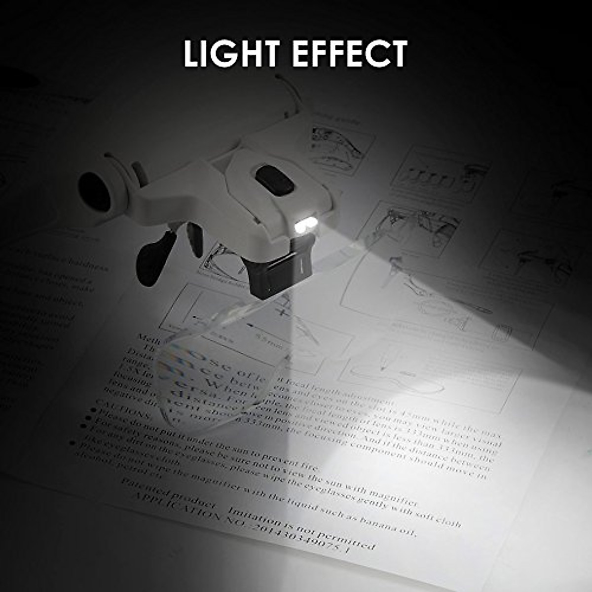 OrchidBest LED Illuminated Magnifying Glass Head-Worn Magnifying Eye Glasses Handsfree Reading Magnifier Jewelry Magnifying Loupe PCB Magnifier, Visor Glasses with 5 Lenses 1.0X,1.5X,2.0X,2.5X,3.5X