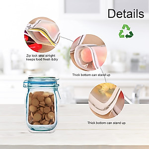 Enkrio 36 Pack Mason Jar Zipper Bags, Reusable Airtight Seal Food Bag Leakproof Nuts Candy Cookies Bag for Travel Camping