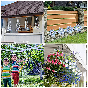 Nitial 39 Pcs Bird Deterrent Devices Outdoor Set 10 Bird Reflective Rods 20 Double Sided Bird Reflector 4 Reflective Pinwheels with Stakes 4 Bird Spiral Reflectors 1 Bird Scare Tape for Yard