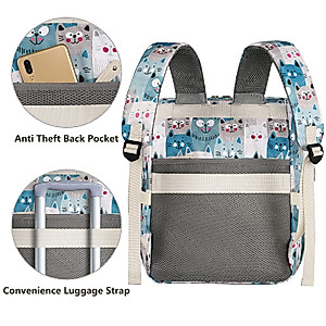 FALANKO Laptop Backpack for Women,Teacher Doctor Nurse Work Purse Bag for 15.6 Inch Laptop,Cute Cartoon Pattern backpack With USB Charging Port RFID Anti Theft Pocket, Large Travel Bookbag for Women