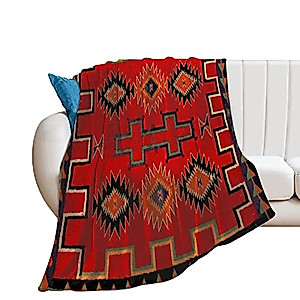 1890 Navajo Saddle Blanket Flannel Fleece Throw Blankets 50"X40" Lightweight Fluffy Winter Fall Blanket Cozy Soft Fuzzy Plush Home Decor for Couch Bed Sofa Bedroom Living Room Travel