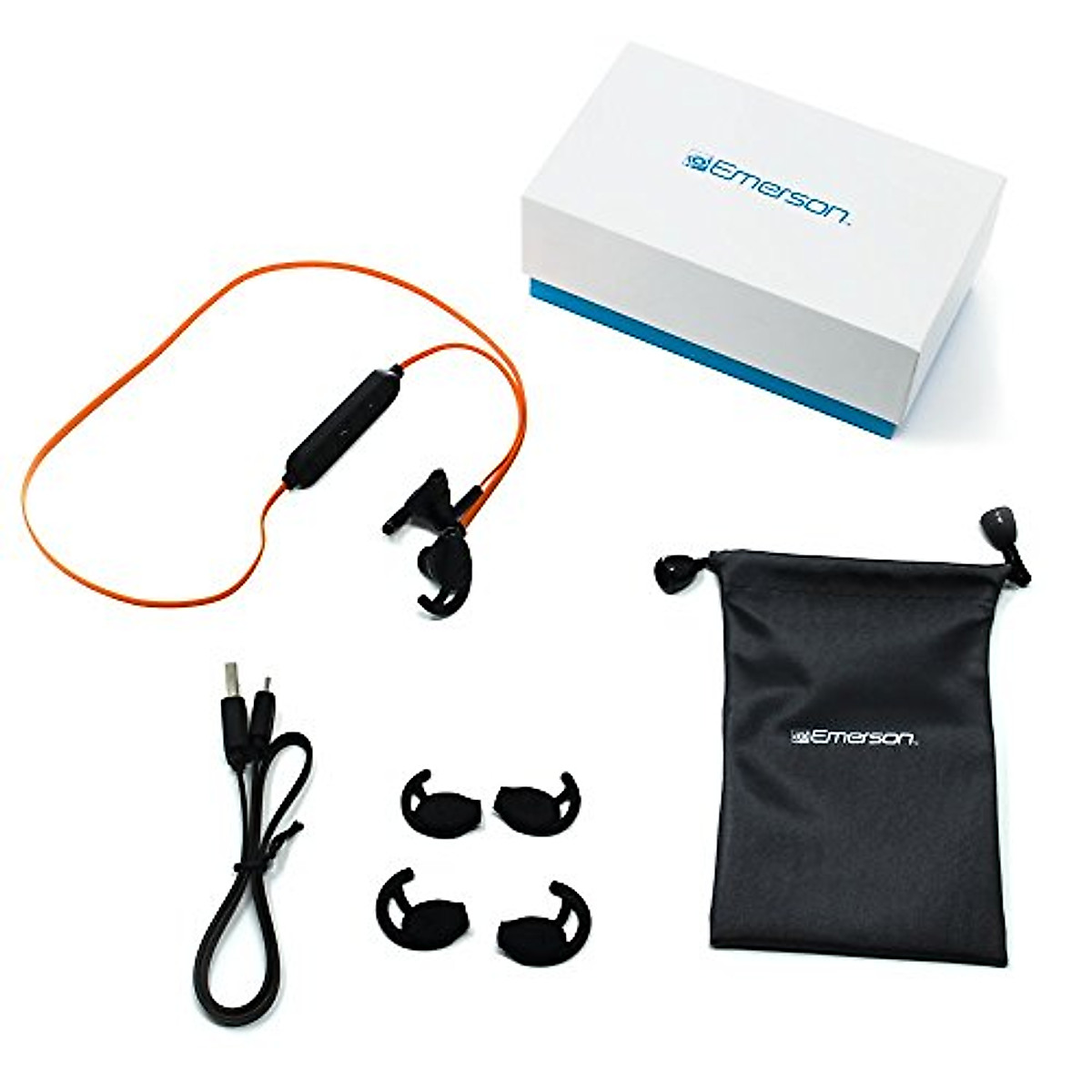 Emerson Wireless In-Ear Bluetooth Sports Earbuds Headphones with Universal Mic and Remote and Tangle free cable ER106001