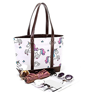 Star Unicorn Tote Bags Large Leather canvas Purses and Handbags for Women Top Handle Shoulder Satchel Hobo Bags