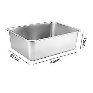 Generic Cat Litter Box Metal Kitten Litter Pan Top Open Rustproof Scratchproof Lightweight Kitten Potty Pan Rounded Corners, 45x35x15cm