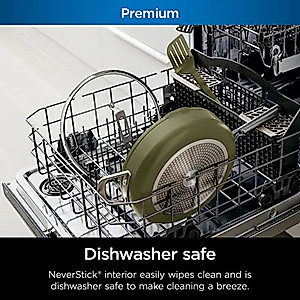 Ninja CW102GN Foodi NeverStick PossiblePan, Premium Set with 4-Quart Capacity Pan, Steamer/Strainer Basket, Glass Lid & Integrated Spatula, Nonstick, Durable & Oven Safe to 500°F, Olive Green