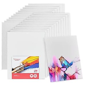 Artlicious Canvases for Painting - Pack of 12, 8 x 10 Inch Blank White Canvas Boards - 100% Cotton Art Panels for Oil, Acrylic & Watercolor Paint