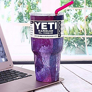 Reusable Silicone Drinking Straws - Set of 5 - BPA Free - Free Cleaning Brush Included - Work with 20 or 30oz Tumblers, Bubba & Yeti Mugs - Perfect for Smoothies