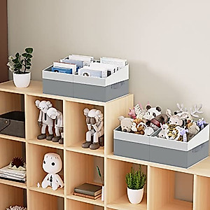 DIMJ Trapezoid Storage Bins, 3 Packs Closet Baskets, Foldable Fabric Baskets for Clothes, Baby Toiletry, Toys, Towel, DVD, Book Gray and White