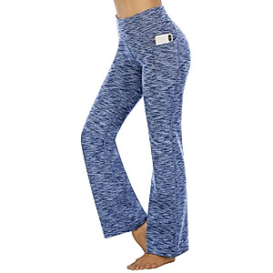 Heathyoga Women's Yoga Pants with Pockets for Women Bootcut Wide Leg Pants for Women High Waisted Workout Pants Ocean
