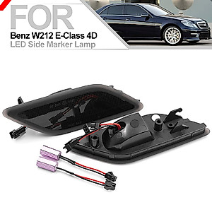 nsautolighting LED White Side Marker Lights Side Indicator Lamps for 2010-2013 Be'nz W212 E-Class 4D Sedan Wagons Smoked Lens White LED Front Bumper Side Marker Light Replace OEM Sidemarker Lamps