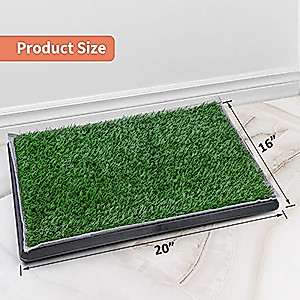 Dog Grass Pet Loo Indoor/Outdoor Portable Potty, Artificial Grass Patch Bathroom Mat and Washable Pee Pad for Puppy Training, Full System with Trays (Pet Training Tray, 20"x16")
