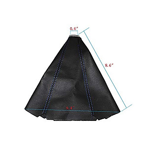 LIHNGAUTO Universal Auto Manual Gear Shift Knob Boot Dust Cover，Made of Black Pu Leather with Red Seams and Blue Seams (Blue)