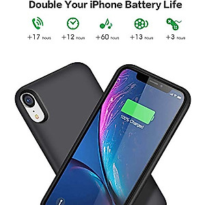 QTshine Battery Case for iPhone XR, Newest [6800mAh] Protective Portable Charging Case Rechargeable Extended Battery Pack Charger Case for Apple iPhone XR(6.1inch) Backup Power Bank Cover - Black
