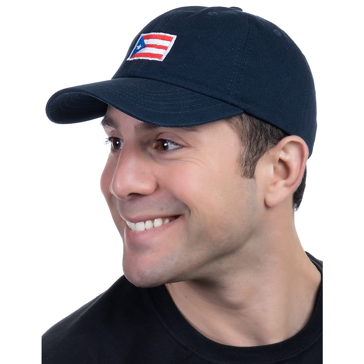 Ann Arbor T-shirt Co. Puerto Rican Flag Hat - Boricua Rico Pride Low Profile Baseball Dad Hat for Men & Women - (Navy Blue)