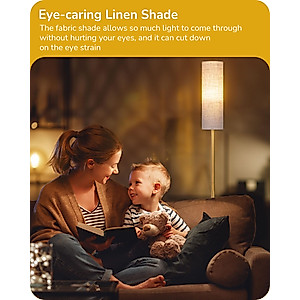 EDISHINE LED Corner Floor Lamp for Living Room, 65" Tall Standing Reading Lamp with Remote, Minimalist Dimmable Pole Lighting for Bedroom, Office, Kids Room, 9W Bulb Included, 2700K-6000K (Gold)
