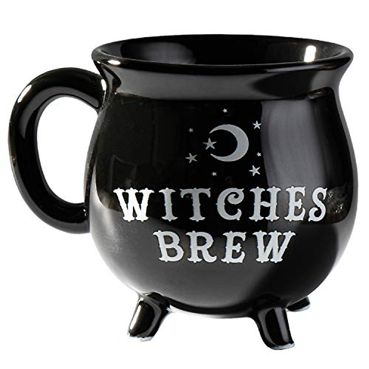 SUMMIT COLLECTION 12 fl oz Witch's Brew Cauldron Mug Ceramic Drinkware Halloween Decor Tabletop Decoration (Black)