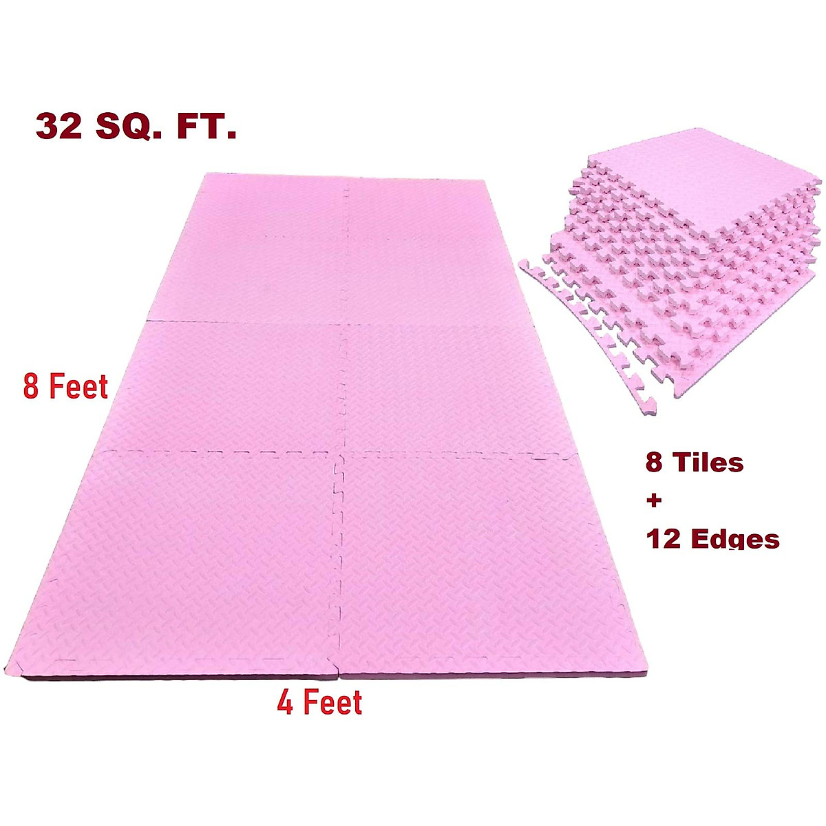 Gymnastics Bar for Kids Horizontal Kip Bar Jungle Gym with 8'x'4 EVA Puzzle Mat, Junior Training Monkey Bars Home Gym Adjustable Height Expandable Junior Training Bar Indoor Foldable (Pink)