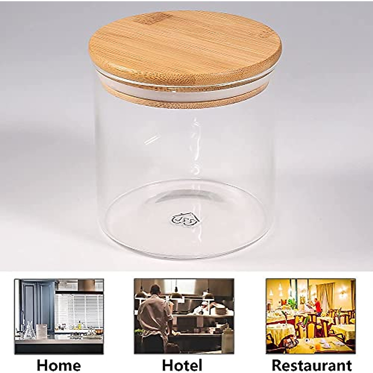 Glass Coffee Bean Container, 20 FL OZ (600 ML), [Thickened Version] Glass Food Storage Jar with Airtight Seal Bamboo Lid - Clear Food Storage Canister for Serving Tea, Coffee, Spice and More (600, Cylinder, 1, H-803)