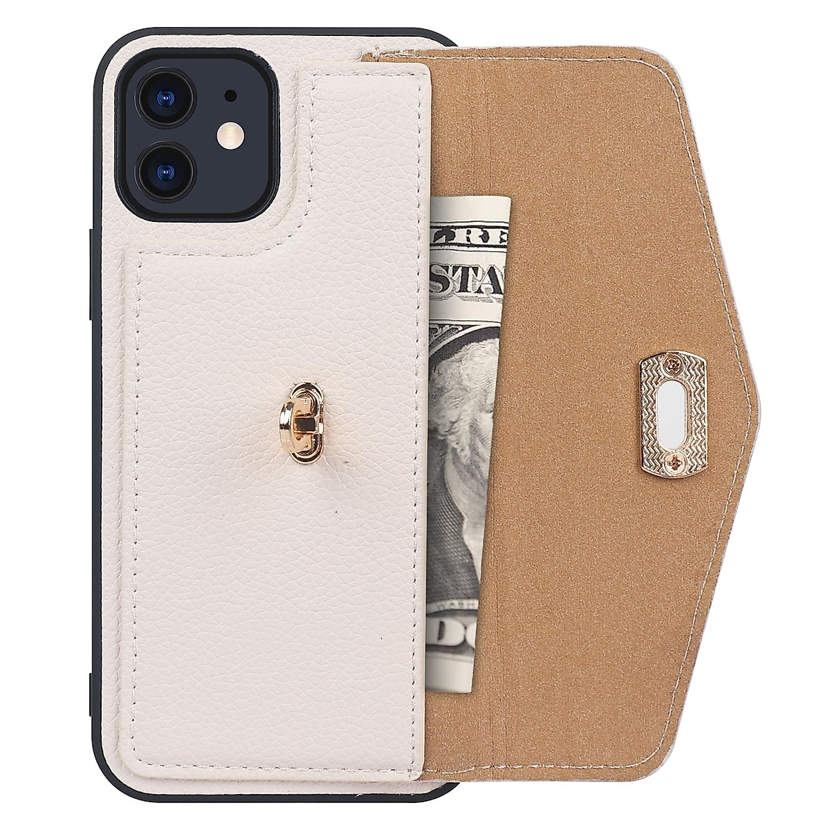 LUVI Compatible with iPhone 13 Case with Card Holder Wallet for Women with Crossbody Neck Strap Lanyard Purse Handbag Shoulder Strap PU Leather Luxury Fashion 3D Crocodile Snake Skin Case White