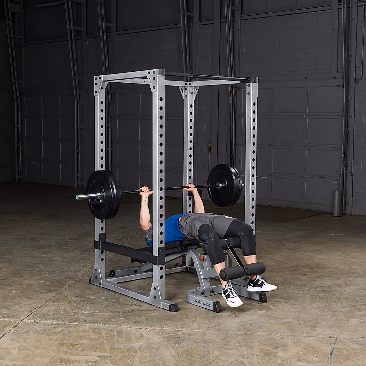 Body-Solid (GPR378 Power Rack - Heavy-Duty Steel Squat Cage with Adjustable Safety Bars and Chin-Up Bar for Home and Light Commercial Gym