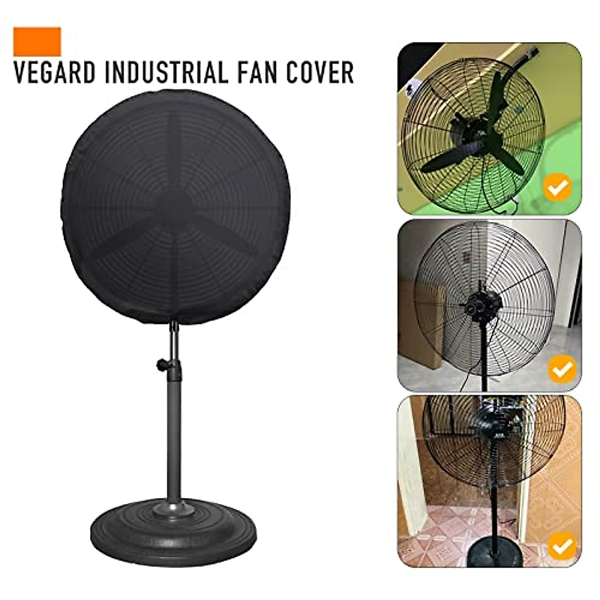 VEGARD Industrial Fan Cover, Outdoor Fan Cover, Heavy Duty Waterproof&Dustproof Cover for 24" Wall Mount Fan, Pedestal Fan and Outdoor Fans,Suitable for indoor and outdoor
