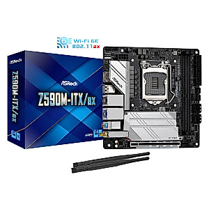 ASROCK Z590M-ITX/AX LGA1200/ Intel Z590/ DDR4/ SATA3&USB3.2/ M.2/ WiFi&Bluetooth/Mini-ITX Motherboard