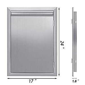 JIE JIN BBQ Access Door 17" W X 24" H 304 Stainless Steel Outdoor Kitchen Accessories Door for Indoor/Outdoor Kitchen Outdoor Cabinet BBQ Island