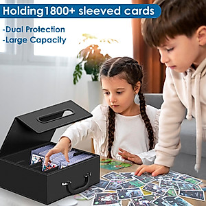 110+ Magnetic Card Holder Card Deck Case, Leather Magnetic Closure Commander Card Portable Storage Box Card Holders Fit for Baseball Cards, Sports Cards, MTG, Game Card Standard Cards