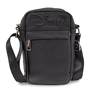 Disney Bag, Cross Body, Disney Signature Text Logo Embossed Black, Vegan Leather