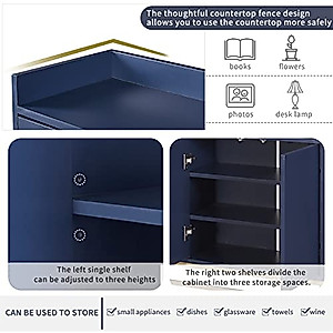 47.2" Sideboard Display Storage Cabinet, Modern Sideboard Elegant Buffet, Wood Kitchen Unit Cupboard Buffet Display TV Stand with 4 Doors (Black, 47.2"-4 Doors)