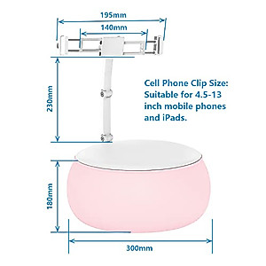 PEPPER JOBS Cell Phone/Tablet Pillow Stand for Bed 360° Angle Adjustable Clip Clamp Cell Phone Holder Dual-arms Height Adjustment Cell Phone Pillow Stand for iPhone 13,12,4.5-13''Phone/Kindle/Tablet