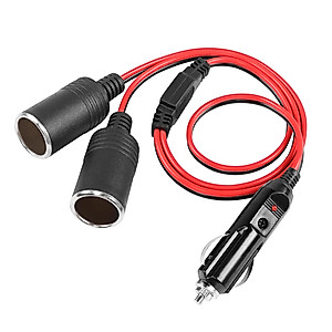 Car Cigarette Lighter Y Splitter Cable YACSEJAO 14AWG 2FT 12V/24V 1 to 2 Car Cigarette Lighter 2-Way Extension Cord