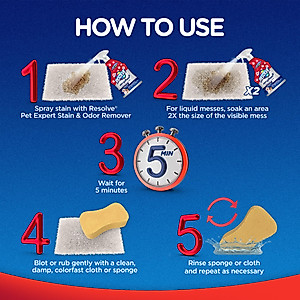 Resolve Pet Expert Carpet Spot & Stain Remover Spray, Pet Stain and Odor Remover, Carpet Cleaner, 22oz (Pack of 2)