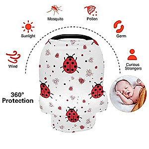 Ladybirds Car Seat Canopy for Babies, Car Seat Cover for Boys Girls, Nursing Cover Breastfeeding Scarf Infant Stroller Cover