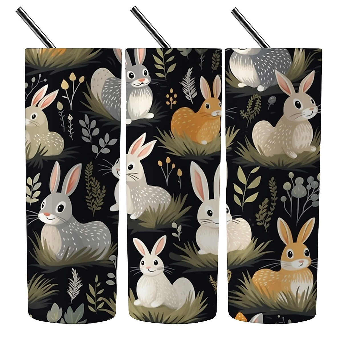 Tumbler with Lid and Straw funny bunnies thermos coffee travel mugcute cups 20 oz insulated tumbler for Daily Holiday Decor Gift coffee cup