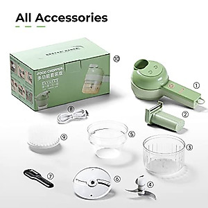 4 in 1 Handheld Electric Vegetable Cutter Set, Cordless Electric Garlic Chopper, Portable Food Slicer and Chopper for Garlic Pepper Chili Onion Celery Ginger Meat