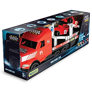 Wader 36240 Action Magic Truck Formula 1 Racing Car Transporter with Winch, from 3 Years, Approx. 79 cm, red, Standard