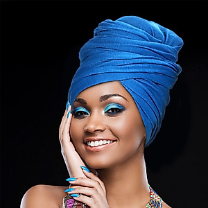 15 Pcs Turban Head Wrap for Women Extra Long African Headwraps for Black Women Stretch Head Scarf Soft Hair Scarf, 15 Colors
