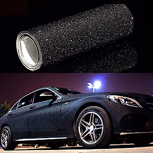Lypumso Black Diamond Vinyl Wrap, Matte Black Sparkle Car Wrap Film, Vehicle Decor Sticker Bubble Free Self-Adhesive, Car Wrapping DIY Decals Auto Motocycle Bicycle Truck Exterior Interior (1ft x 5ft)