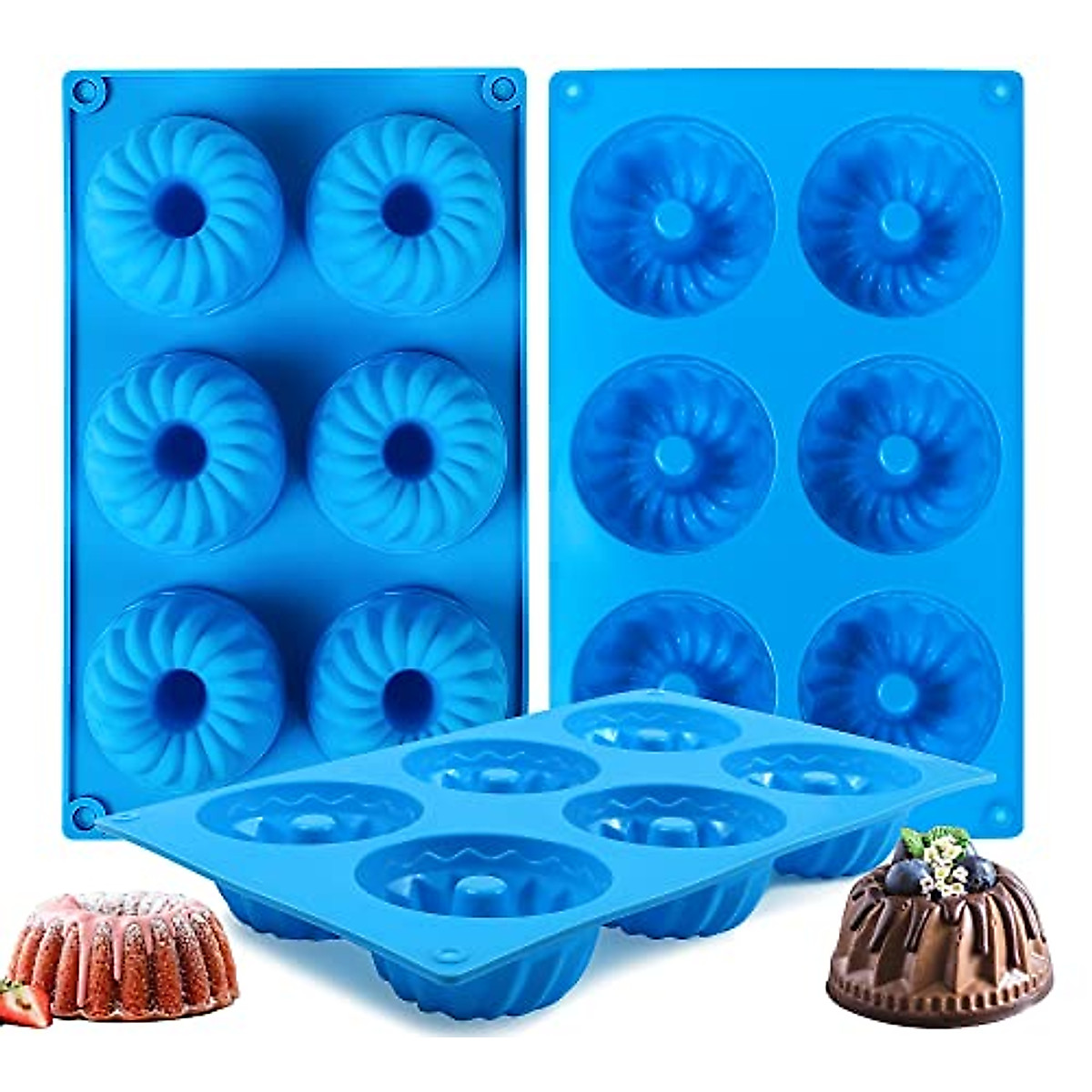 Sidosir Mini Fluted Tube Cake Pan, 6Cavity Heritage Fluted Tube Cake Silicone Mold for Baking,Non Stick Fancy Molds for Fluted Tube Cake (Fluted Tube)