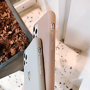 Ownest Compatible for iPhone 12 Case, 12 Pro Case for Soft Liquid Silicone Heart Pattern Slim Protective Shockproof Case for Women Girls for iPhone 12/12 Pro-Brown