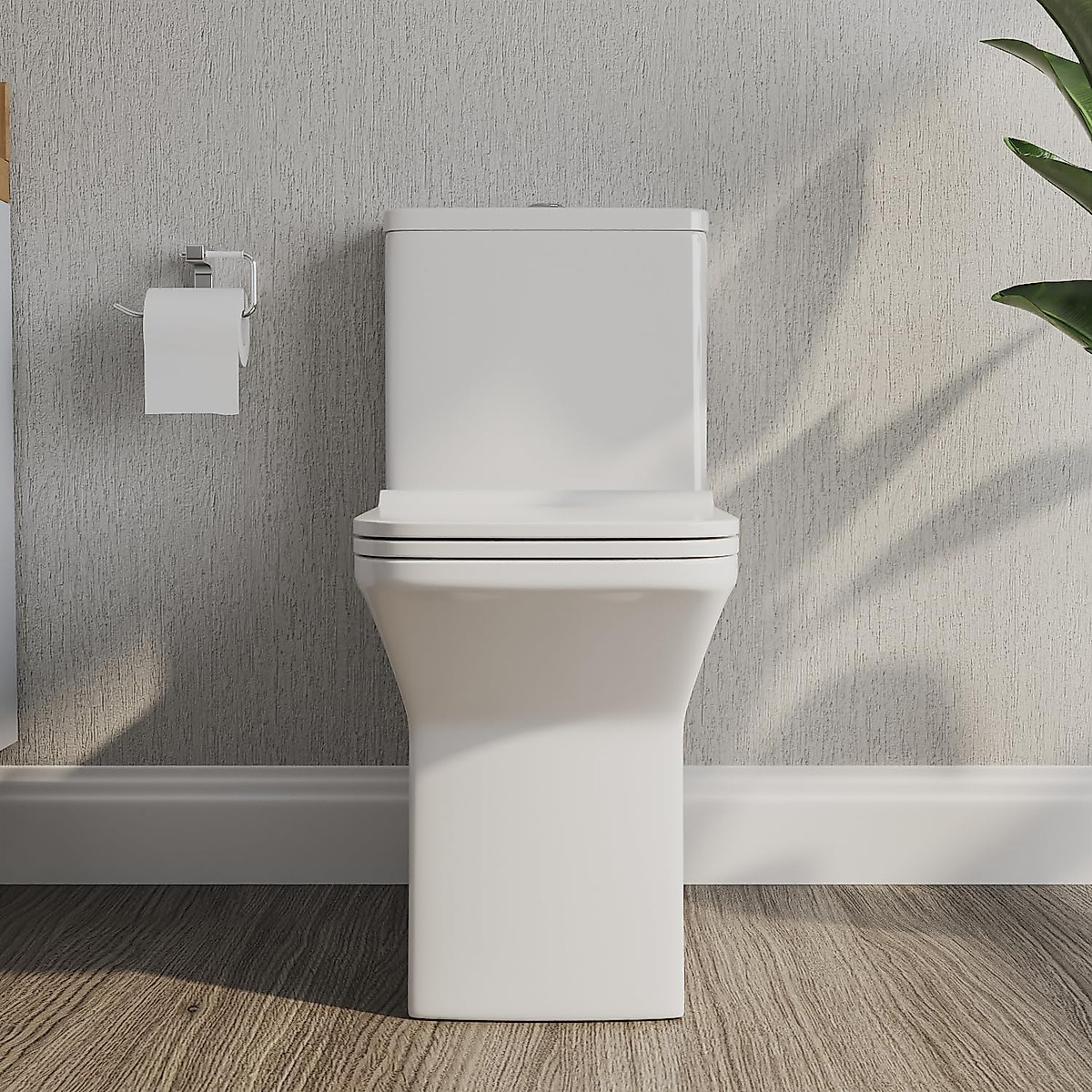DeerValley Elongated One Piece Toilet, DV-1F0072-1 Square Compact Toilets for Bathrooms, Dual Flush 1/1.6 GPF and MaP 1000g, 12'' Rough-In Chair Height 16.93" Ceramic White Toilet With Soft Close Seat