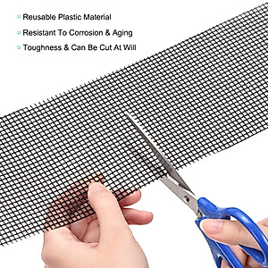 MECCANIXITY 5 Pcs Flower Pot Hole Mesh Pad 11.8x3.9" Invisible Rigid Plastic Bottom Grid Drainage Screens Prevent Soil Loss for Plant Containers, Bonsai (Black)