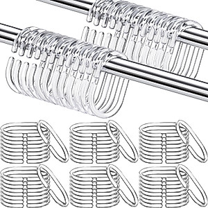 Sintuff 120 Pcs Plastic Shower Curtain Rings Hooks C Shaped Rings Hook Hanger for Bathroom Shower Window Rod (Clear)