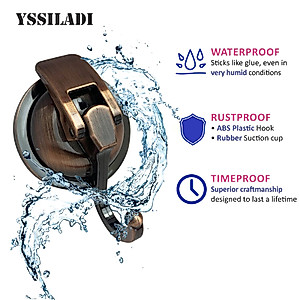 YSSILADI Suction Cup Hooks Heavy Duty Vacuum Suction Shower Hooks Glass Suction Cup Hooks Bathroom Robe Hooks Reusable, No Hole Punched, for Garland Decoration (2 Pack, Antique Brass)