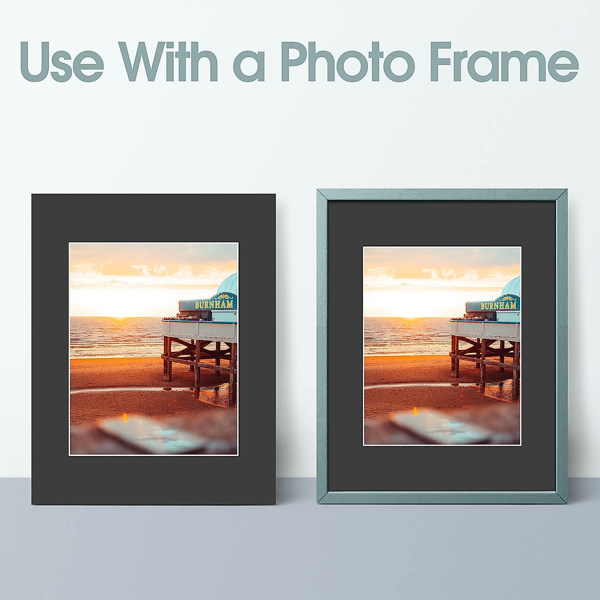 Golden State Art, Pack of 50 Black Pre-Cut 11x14 Picture Mat for 8x10 Photo with White Core Bevel Cut Mattes Sets. Includes 50 Acid-Free Bevel Cut Mats & 50 Backing Board & 50 Clear Bags