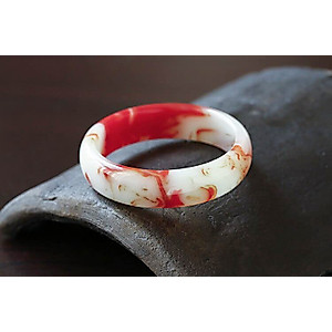 Natural Gobi Chicken Blood Jade Bangle, Protection Gemstone Brings Good Luck and Fortune, Crystal Bracelet, Jewelry Accessories (Red, 64-66mm)