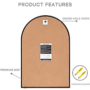 Minuover Arched Wall Mirror for Bathroom, 20"x30" Black Modern Metal Frame for Entryway Living Room Bedroom Wall Decor