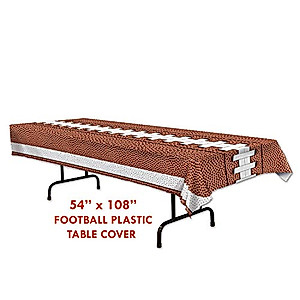 Football Party Supplies - Sturdy Plastic Game Ball Table Cover 54" x 108" (2 Pack)