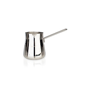 Acar Stainless Steel Funnel Coffee Pot Warmer Milk, Greek Arabic Cezve Ibrik Briki Coffee Pot, Stainless Steel Turkish Coffee Maker (Large (4-5))